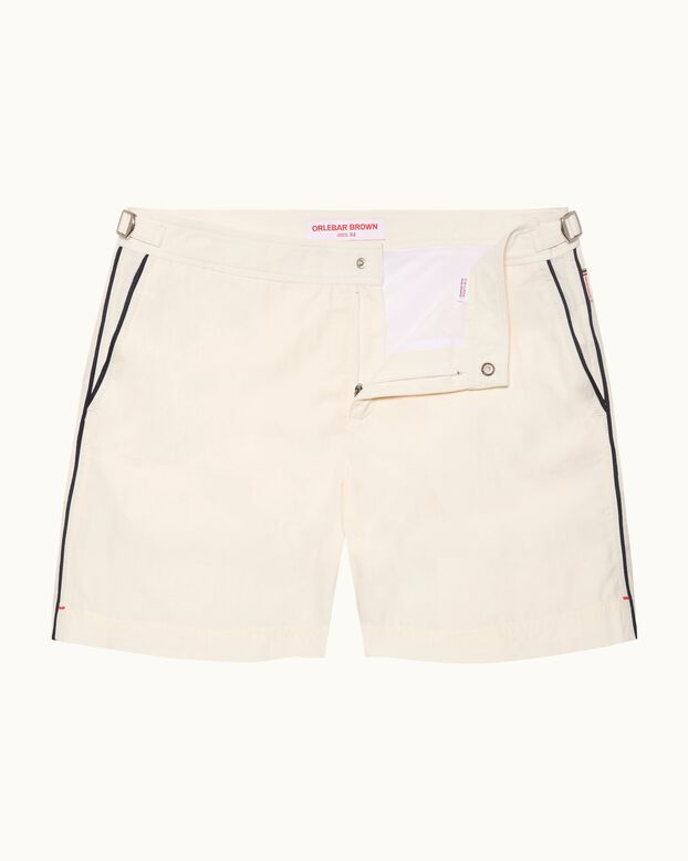Orlebar Brown Bulldog Fine Piping White Sand Beachwear | Heathrow ...