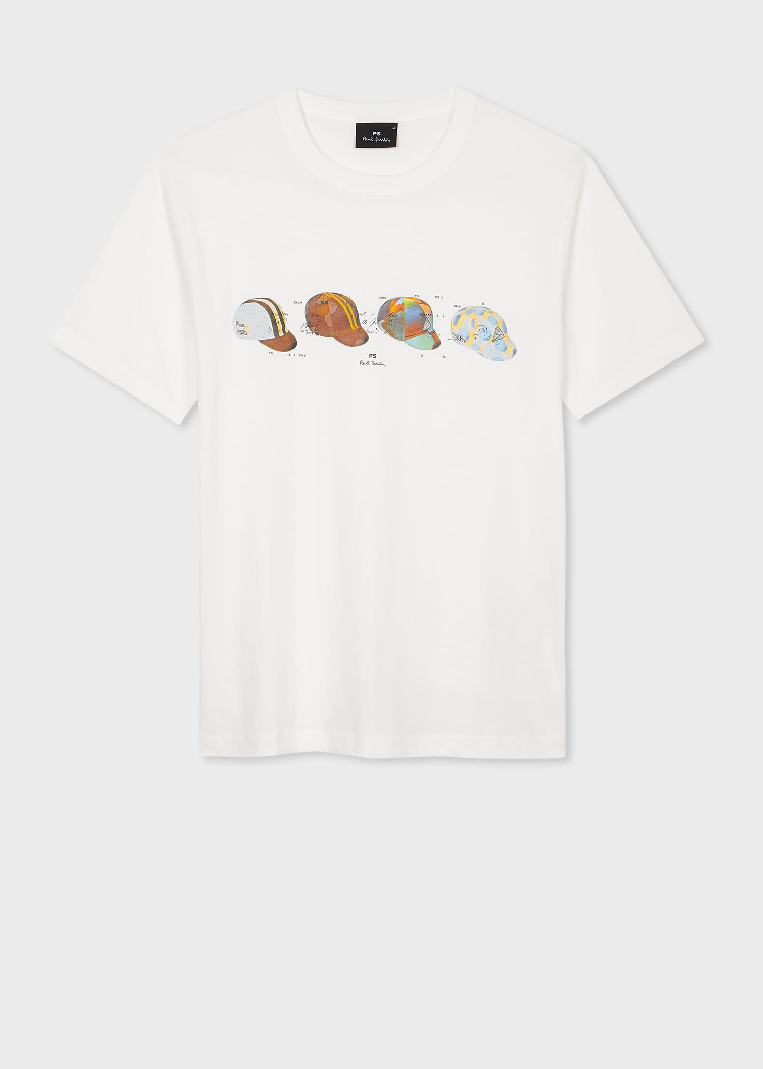 Paul Smith PS Paul Smith White Organic Cotton 'Cycling Caps' Print T ...