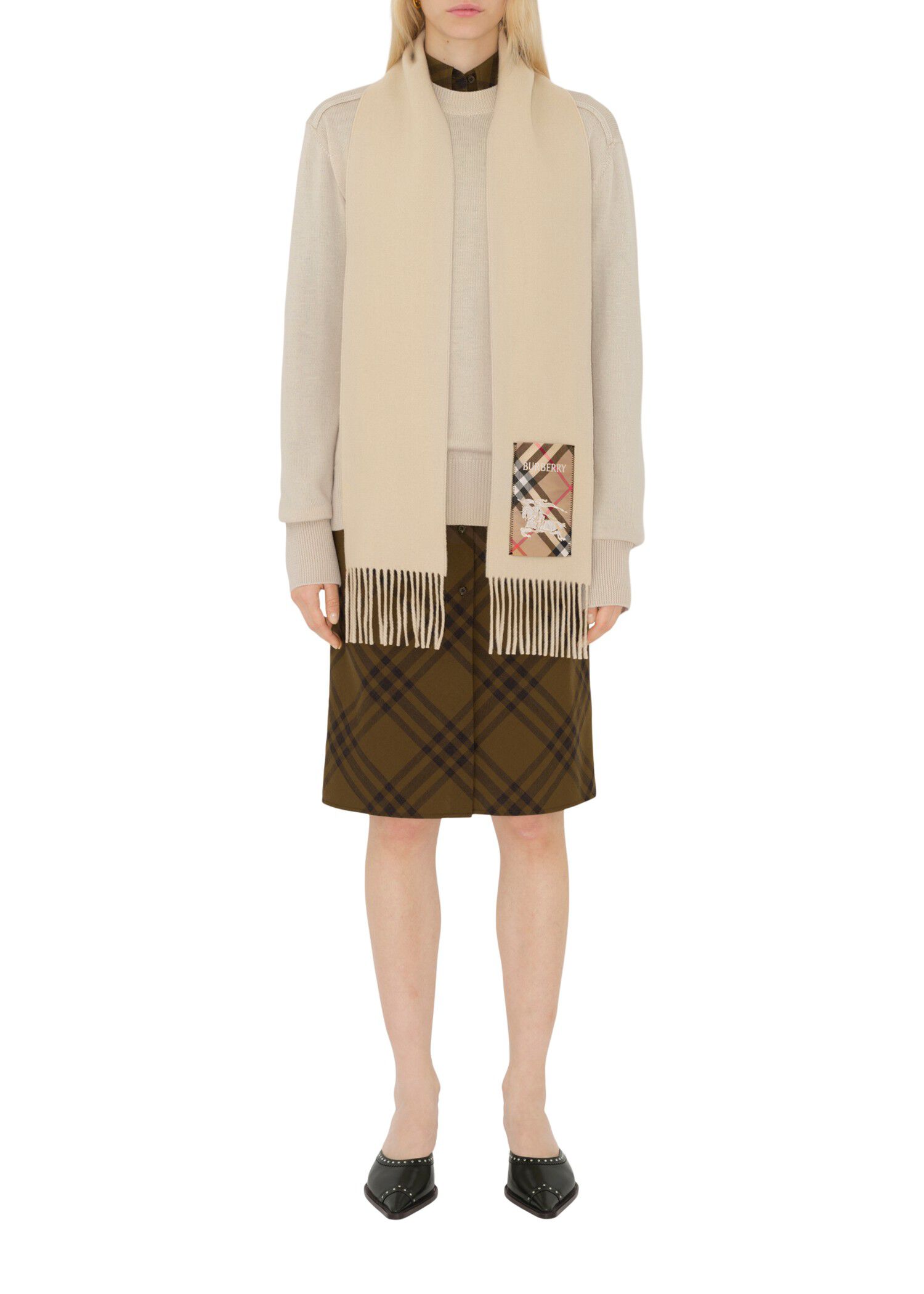 Burberry Check Label Cashmere Scarf Hats & Scarves | Heathrow Reserve ...