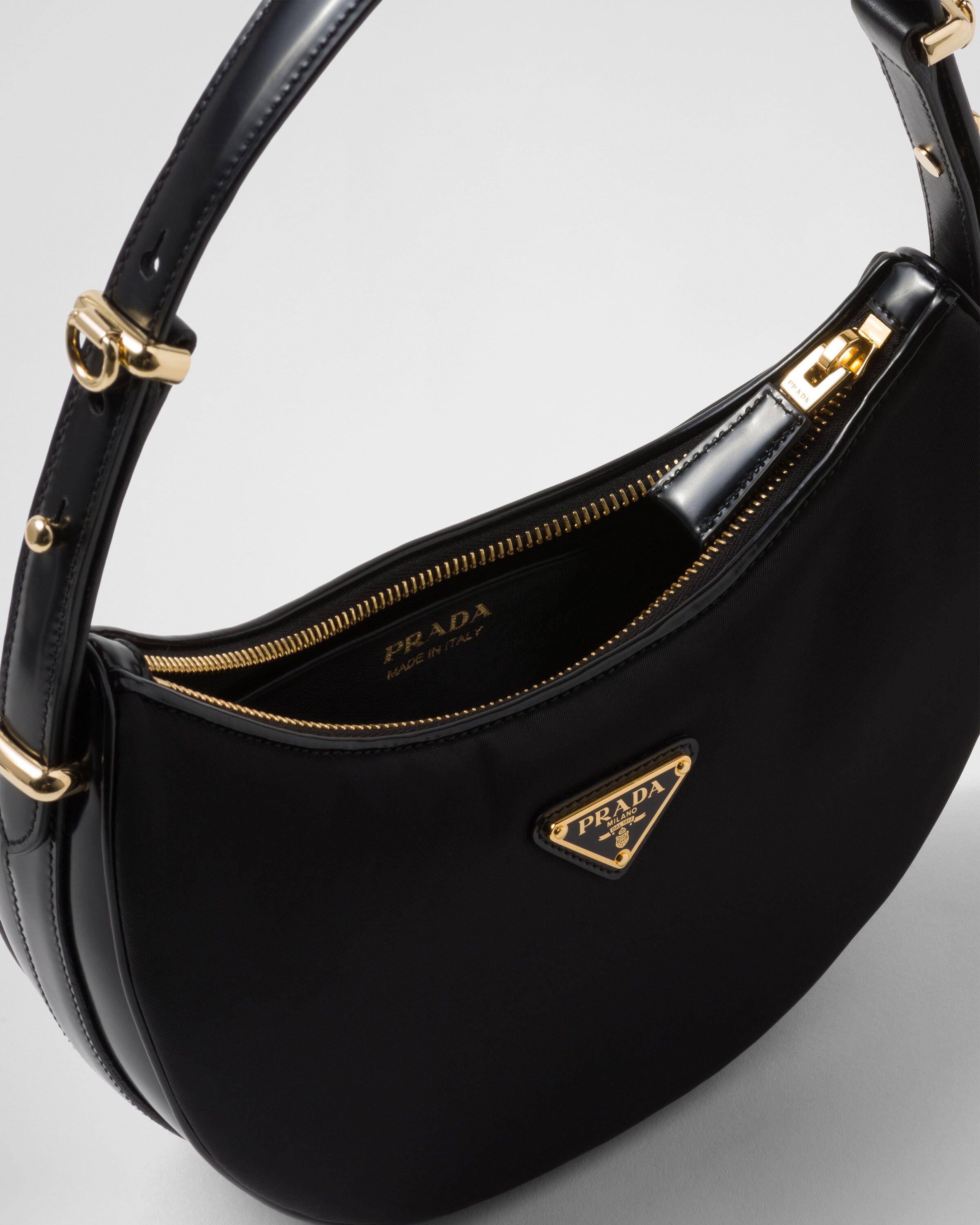 Prada Prada Arqué small Re-Nylon and brushed leather shoulder bag Women | Heathrow Reserve & Collect