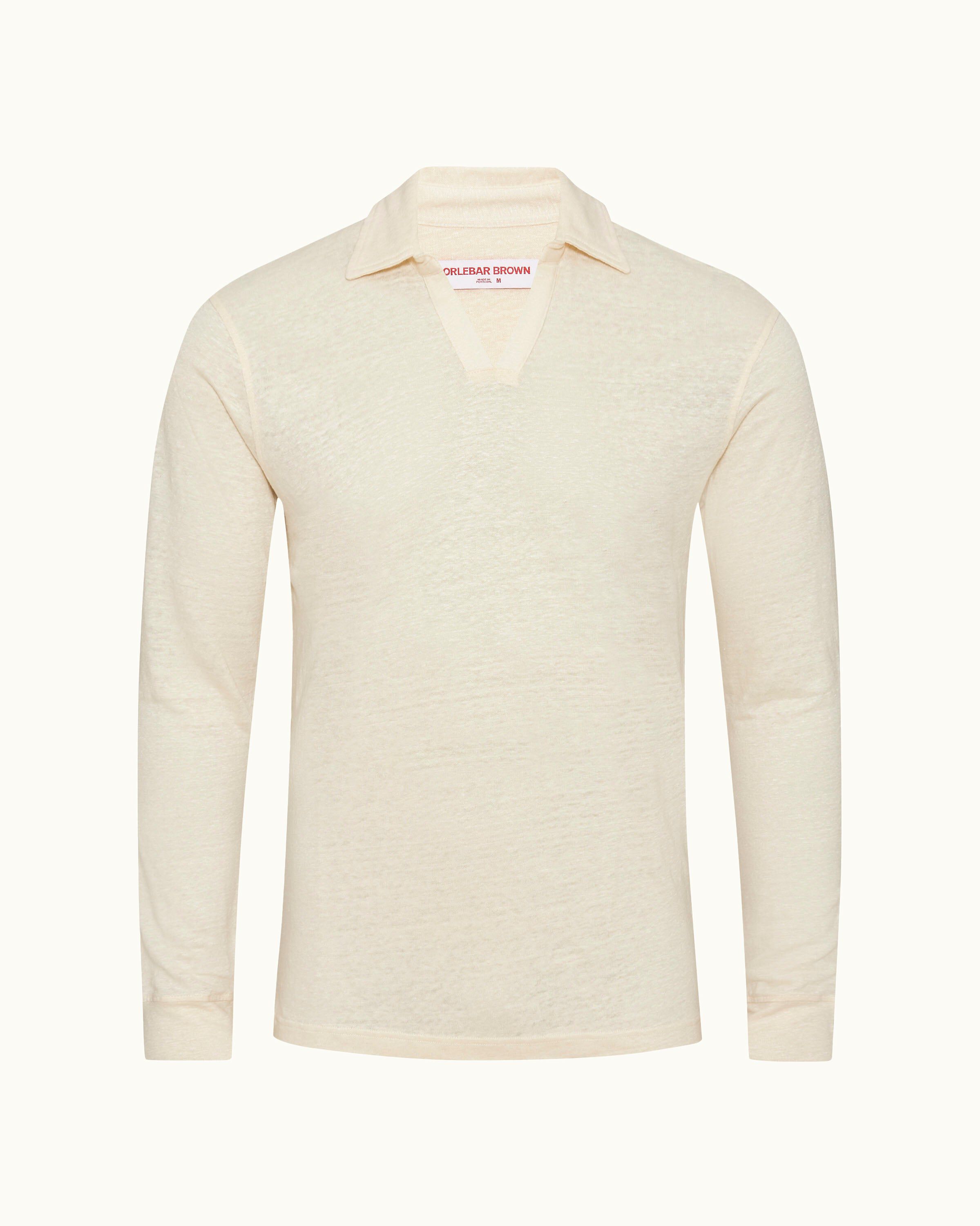 Orlebar Brown Felix Ls Placket Latte Tops | Heathrow Reserve & Collect