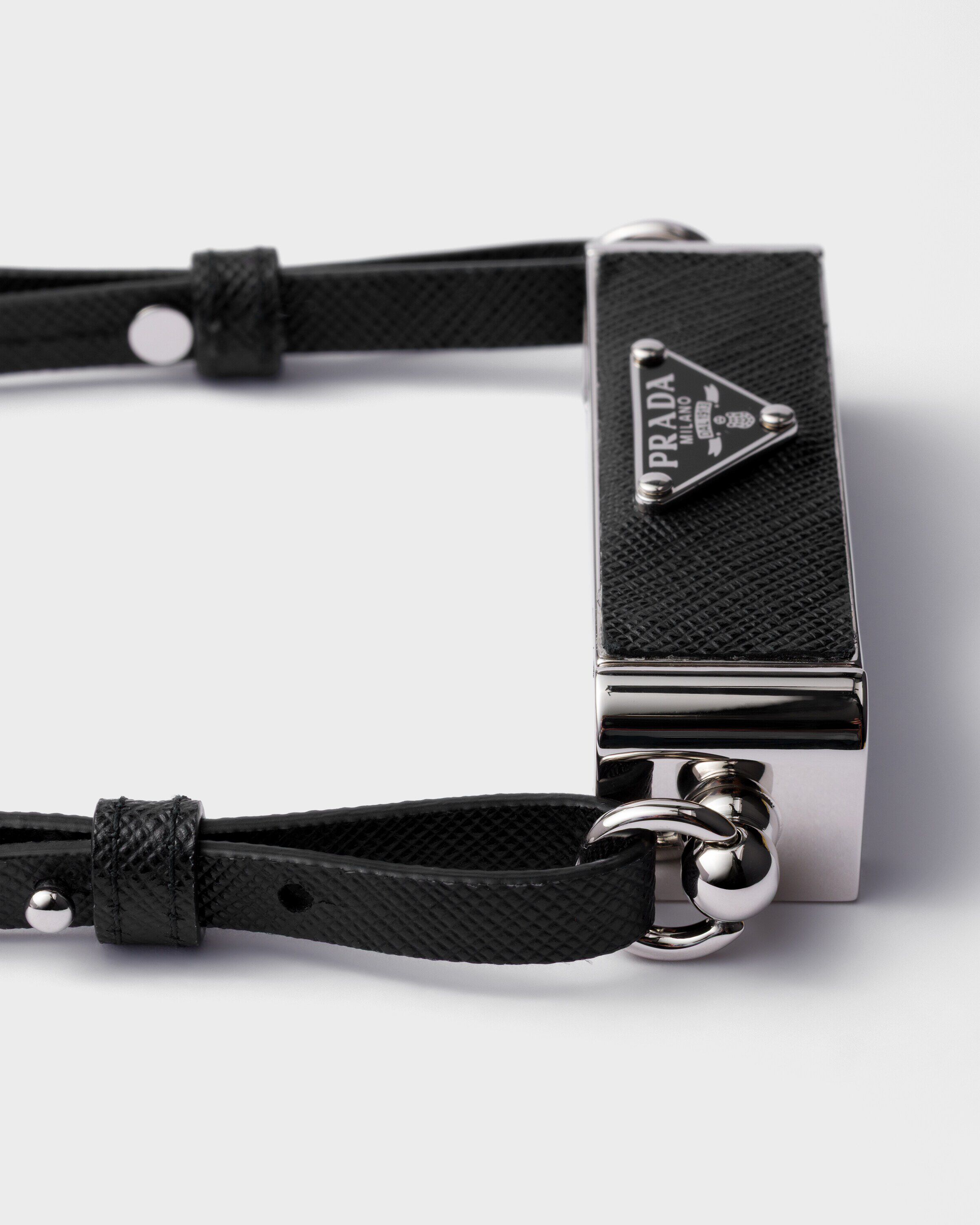 Prada Metal and Saffiano leather smartphone case Leather Accessories ...