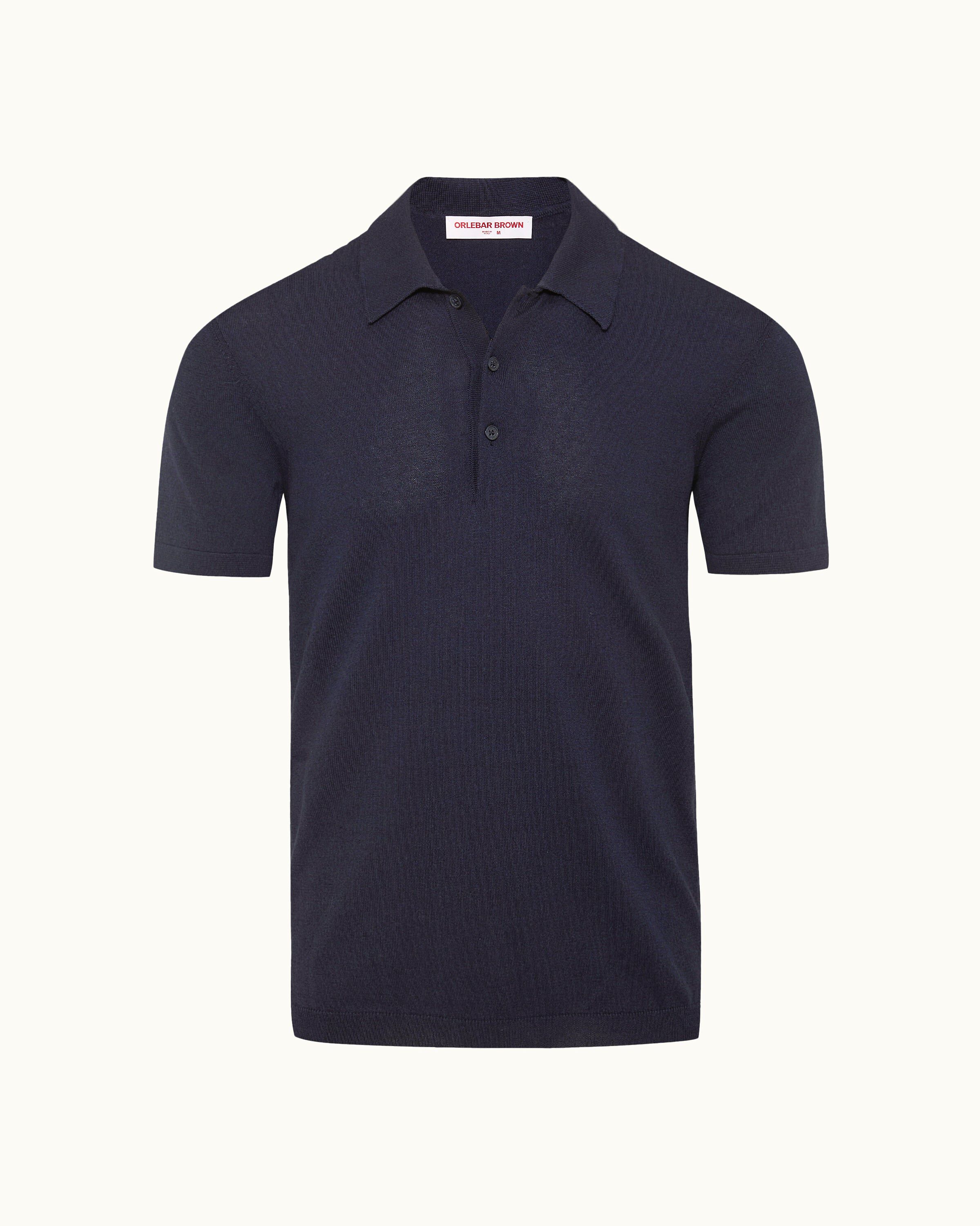 Orlebar Brown Burnham Cotton Cashmere Night Iris Tops | Heathrow ...