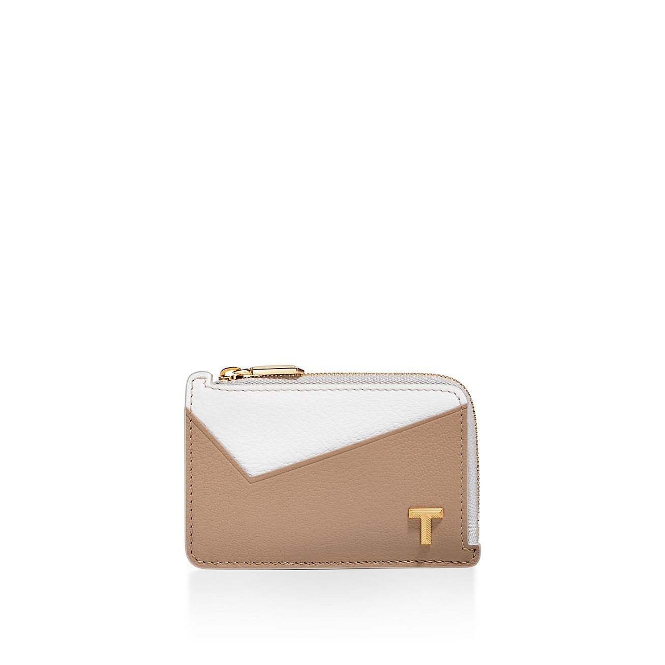 Tiffany T Zip Card Case in Neutral colourblock Leather