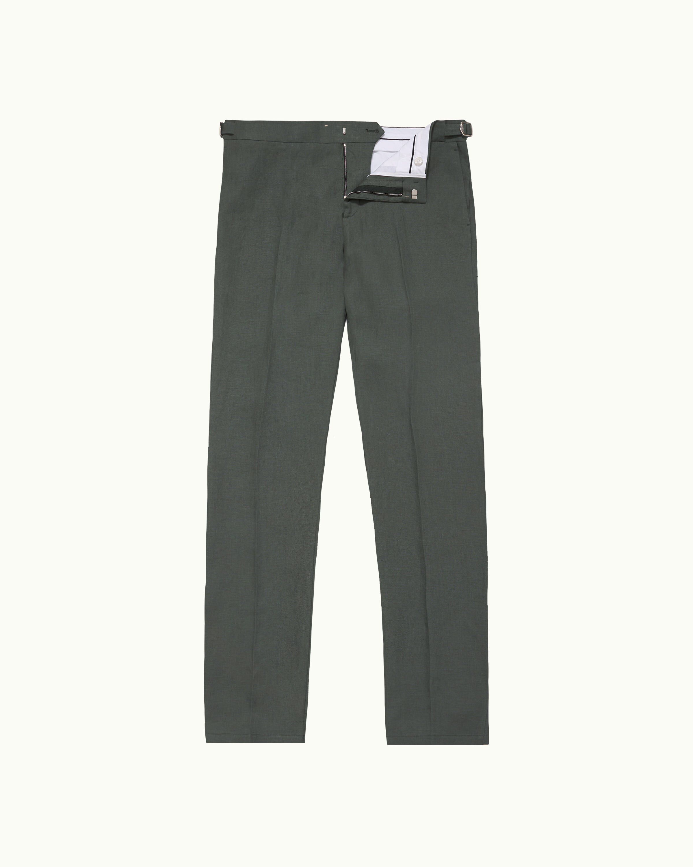 Orlebar Brown Griffon Italian Linen Khaki Trousers & Shorts | Heathrow ...