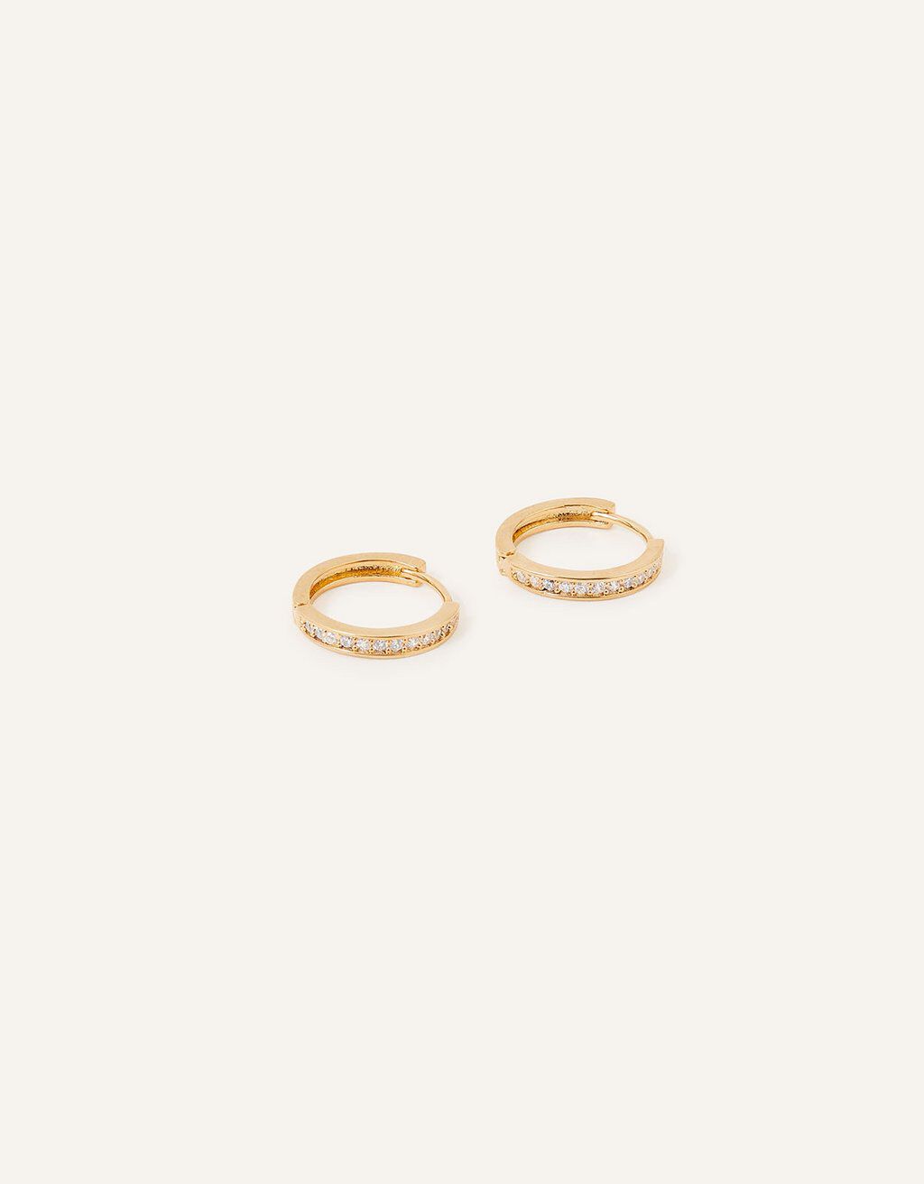 Accessorize 14ct Gold-Plated Pave Huggie Hoops Fashion Jewellery | Heathrow Reserve & Collect
