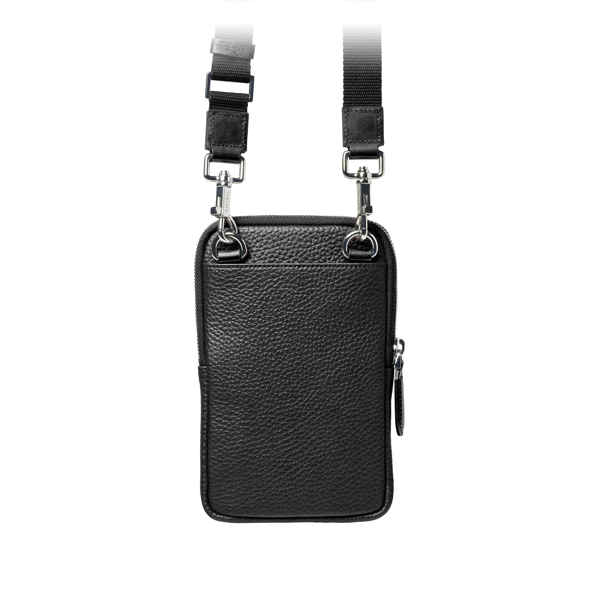 Aspinal of London Reporter Phone Pouch Black Pebble Leather Accessories ...