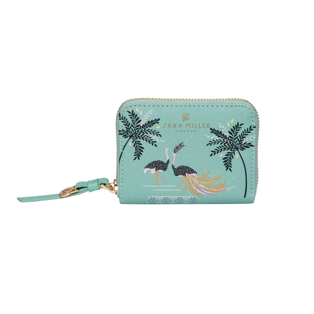 Sara Miller London Small Zip Around Purse - Ostrich Mint Accessories ...