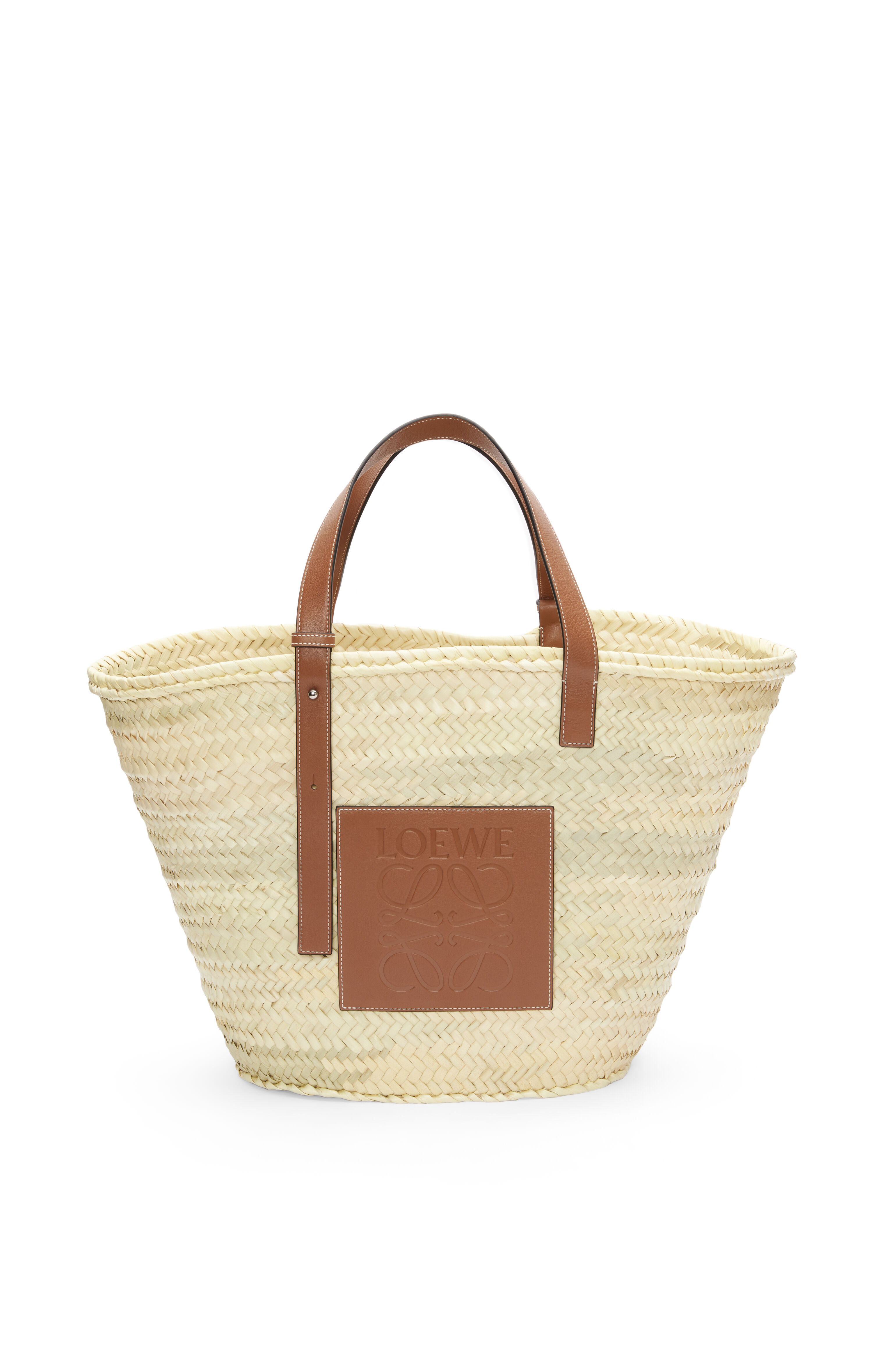 Loewe Large Basket bag in palm leaf and calfskin Tote | Heathrow ...
