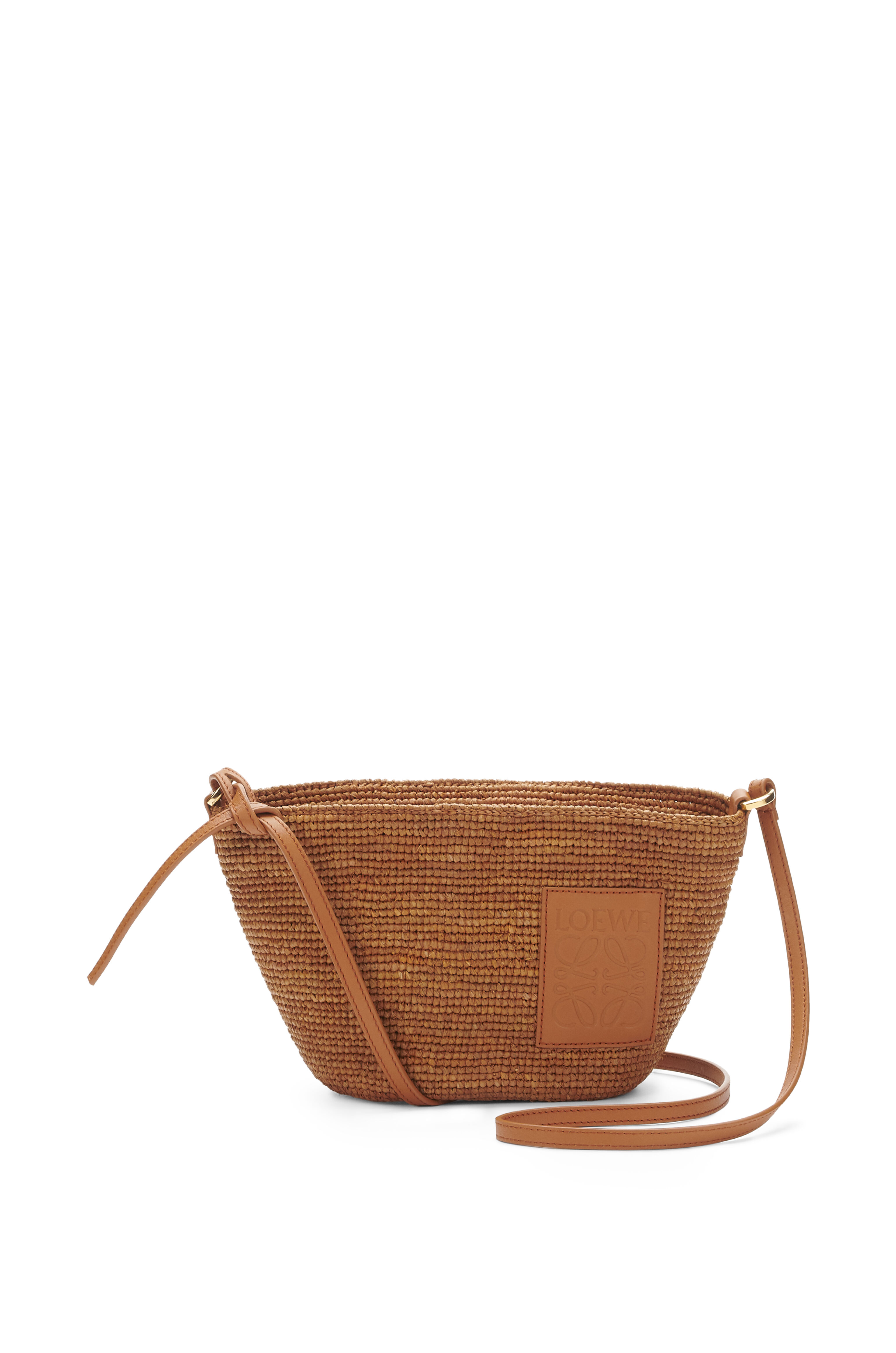 Loewe Slit Pochette bag in raffia and calfskin Crossbody | Heathrow ...