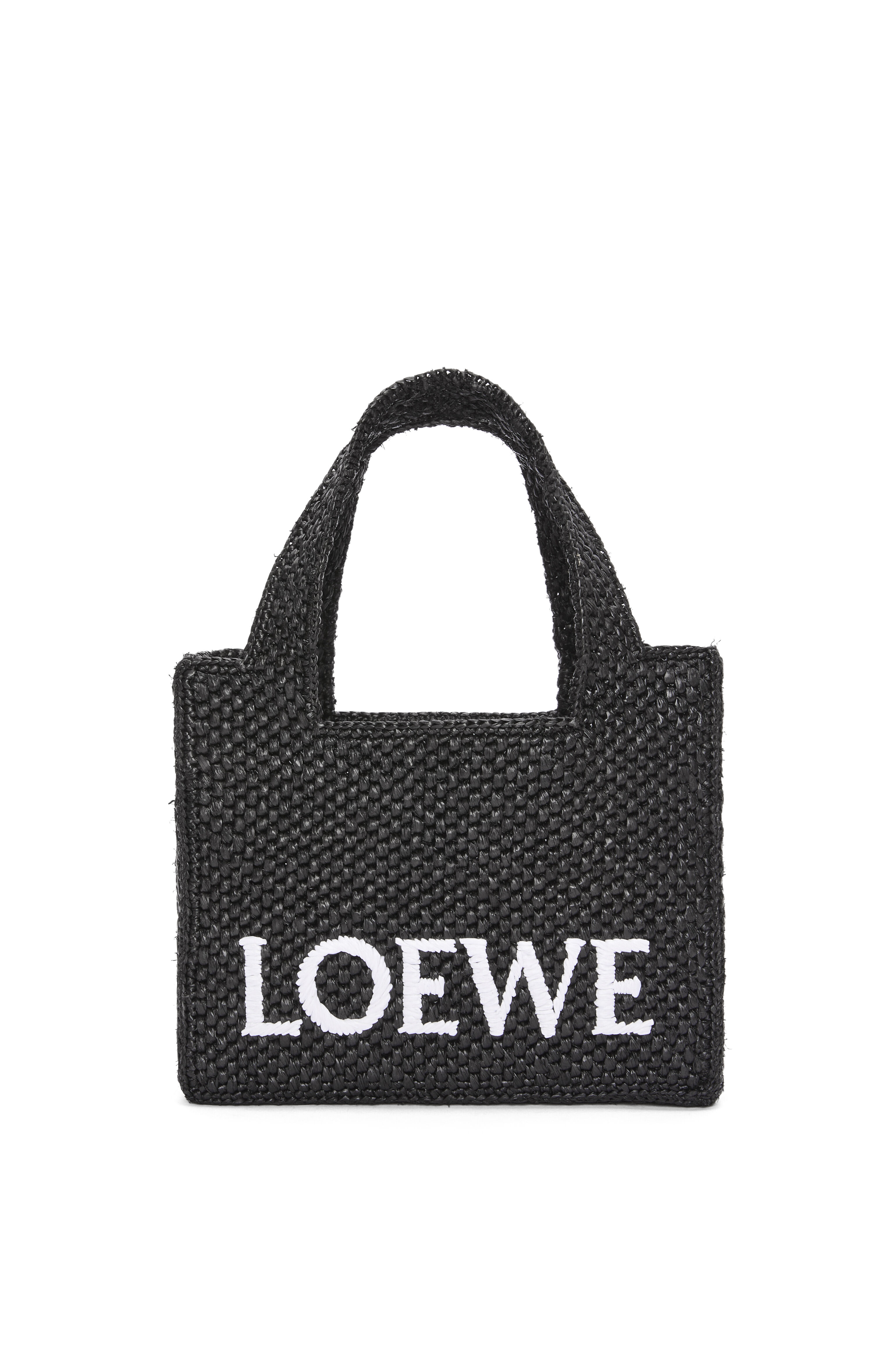Loewe Mini LOEWE Font Tote in raffia Tote | Heathrow Reserve & Collect