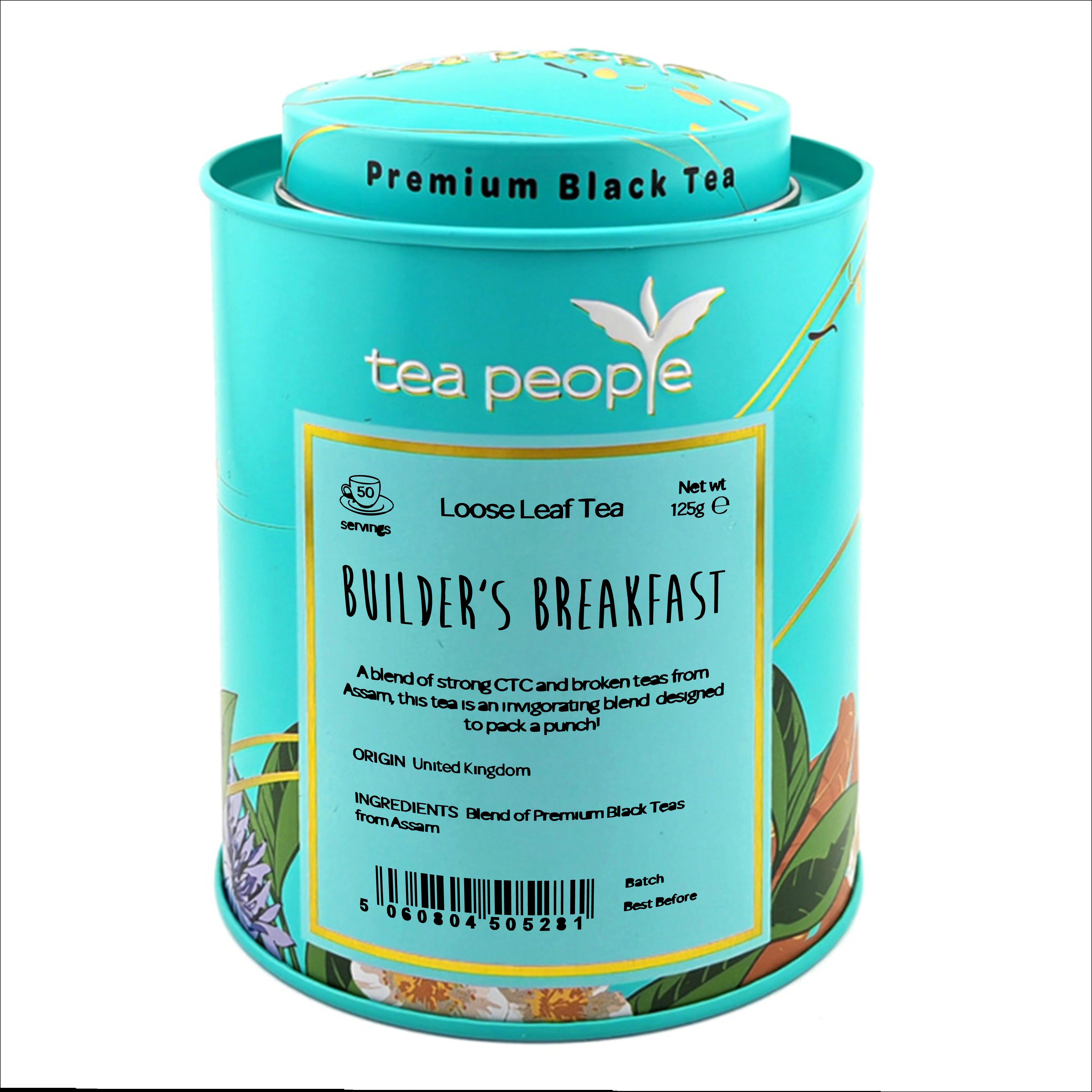 Tea People Builder's Breakfast -125g Loose Leaf Tea in Tin Caddy Tea ...