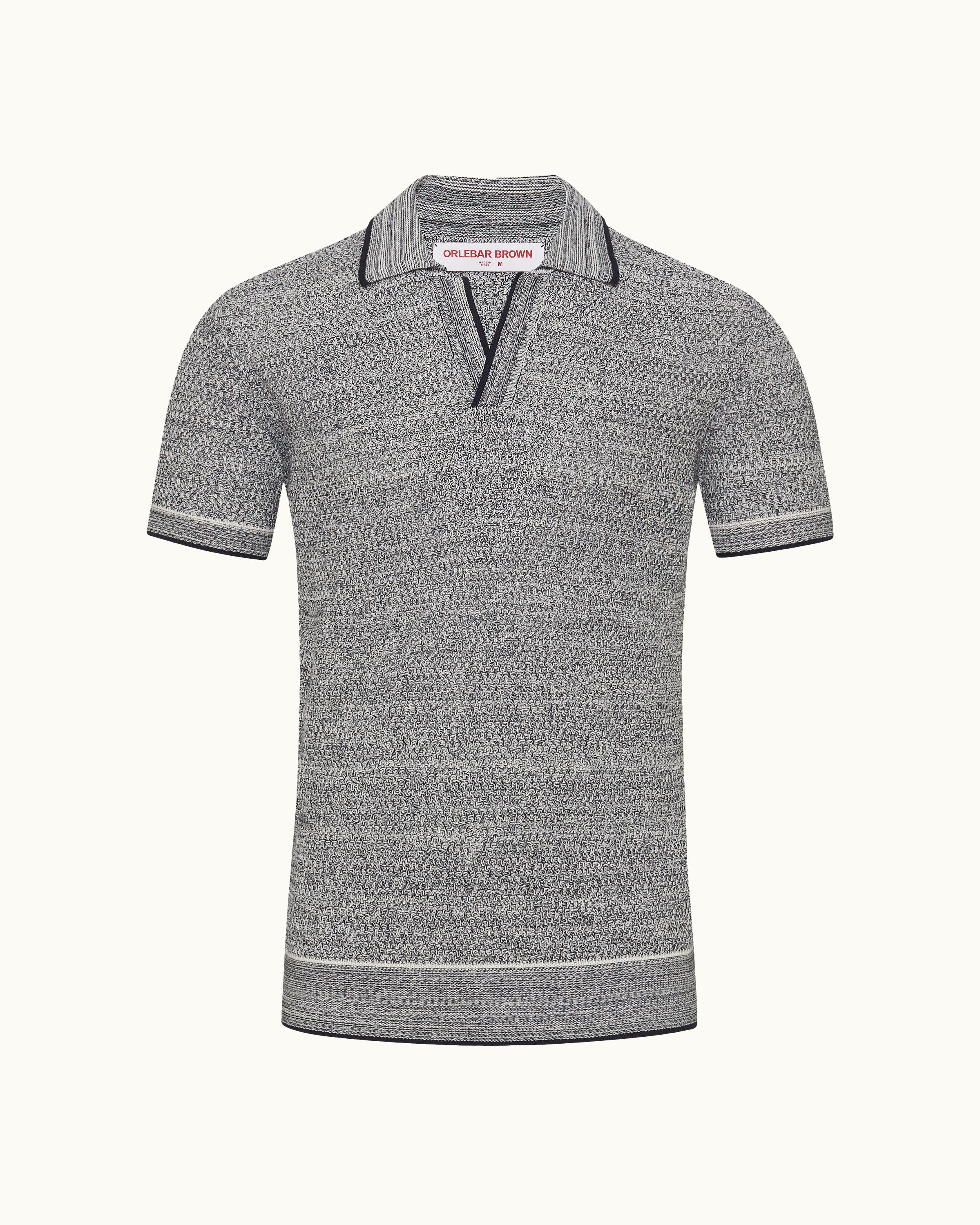 Orlebar Brown Horton Boucle Melange Night Iris/White Sand Tops | Heathrow Reserve & Collect