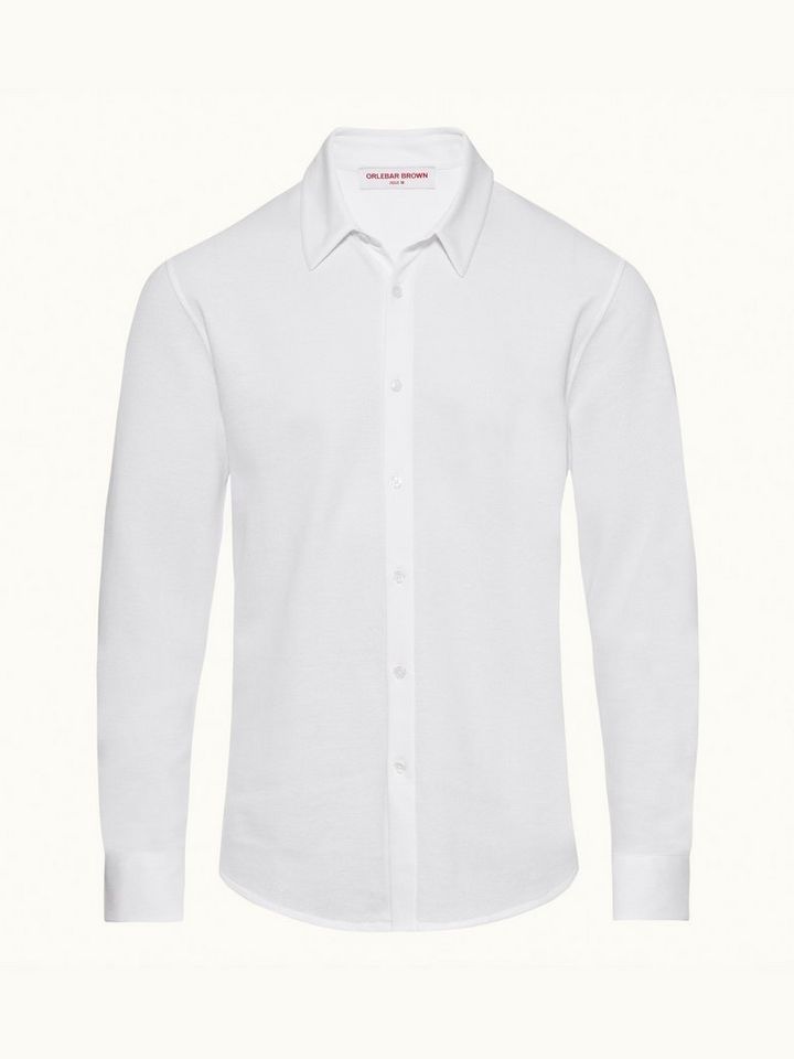 Orlebar Brown Giles Pique White Shirts | Heathrow Reserve & Collect
