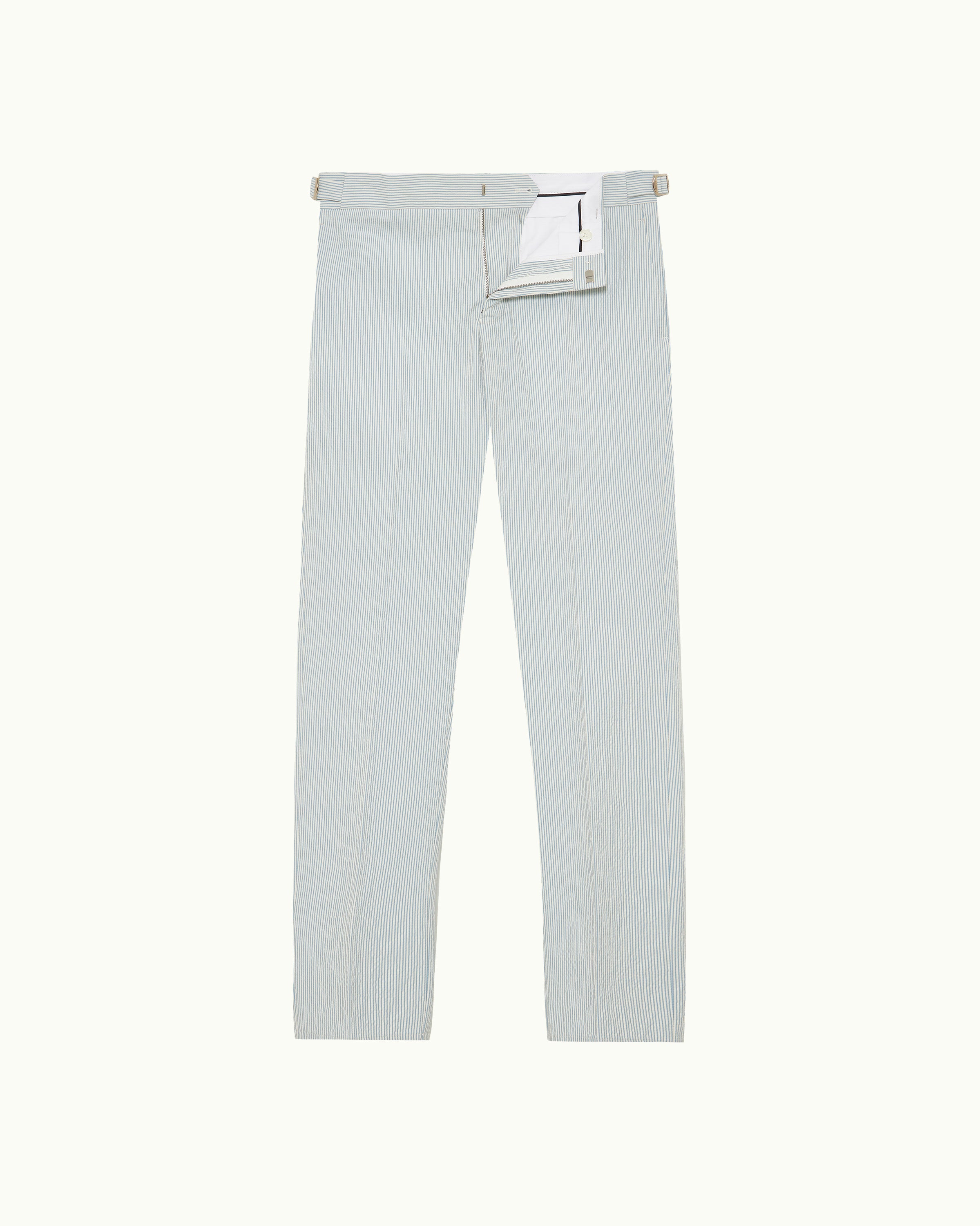 Orlebar Brown Griffon Italian Seersucker Wave Blue/White Sand Stripe ...