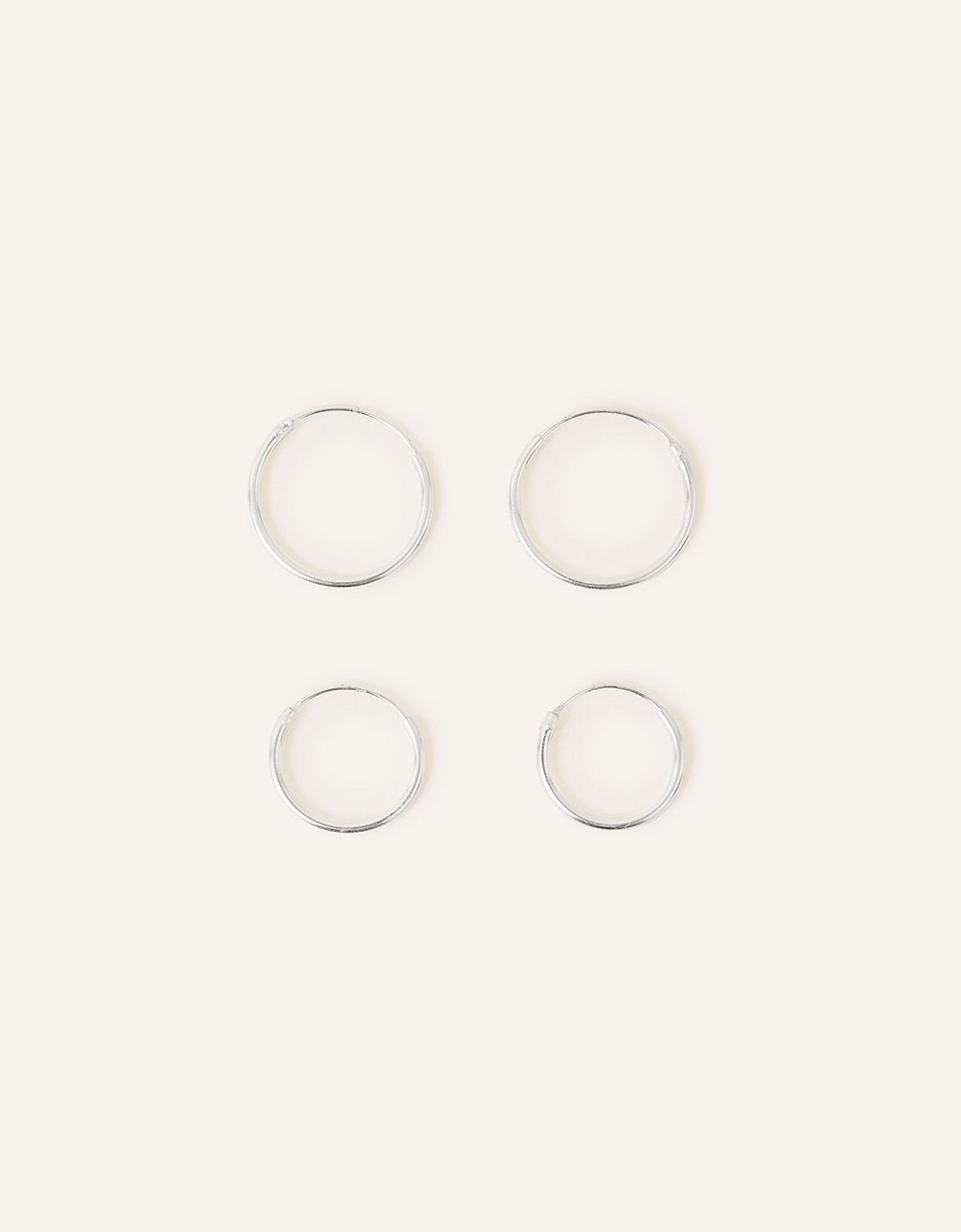 Accessorize Sterling Silver Plain Mini Hoops Set of Two Fashion ...