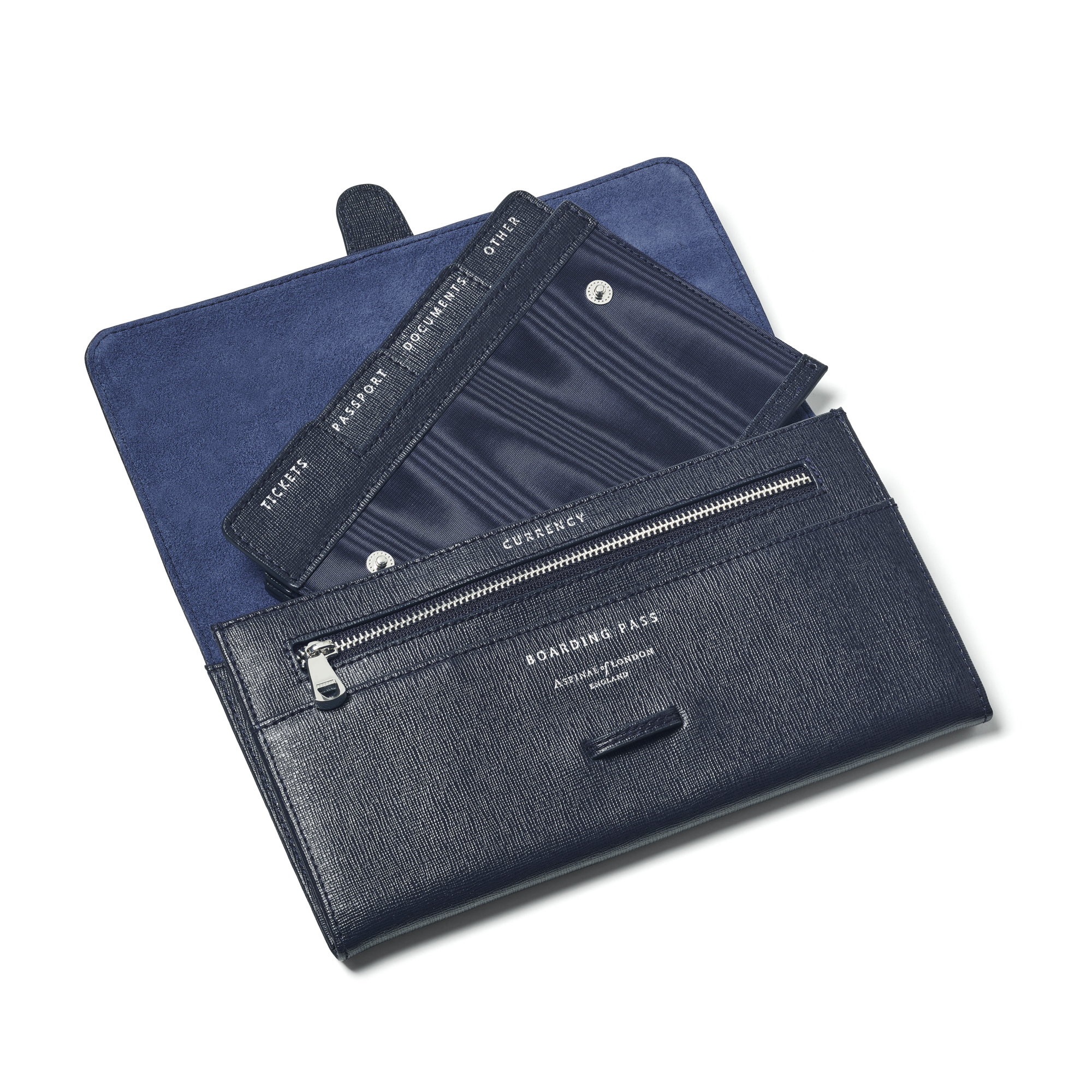 Aspinal of London Classic Travel Wallet Navy Saffiano RM SHD Travel ...