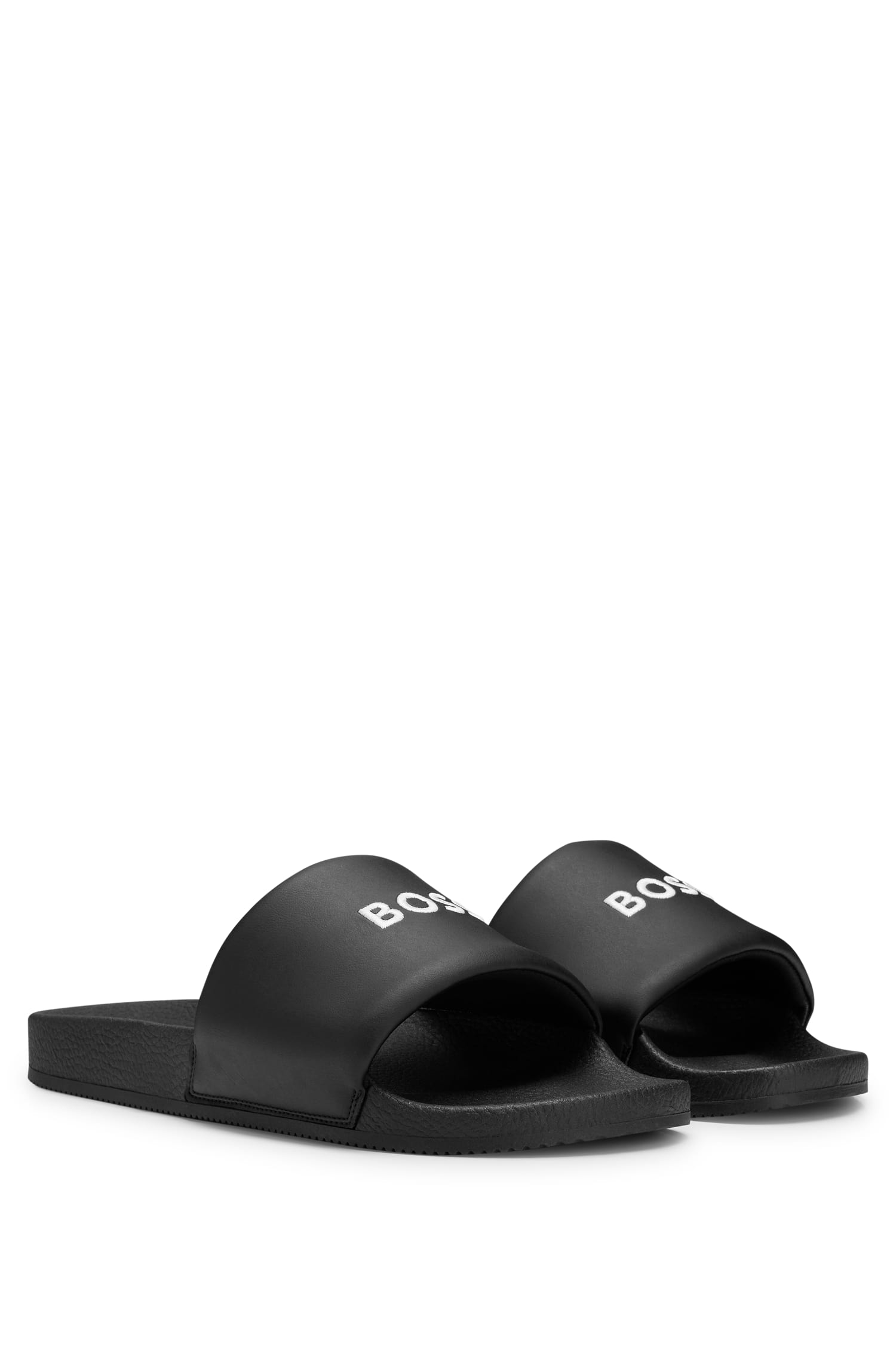 Boss Italian-made slides with embroidered logo Sandals | Heathrow ...